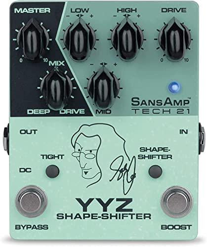 Tech 21 YYZ Geddy Lee Shape-Shifter Signature SansAmp Pedal Bundle with 2 MXR Patch Cables and Dunlop Pick Pack