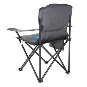 ARROWHEAD OUTDOOR Portable Folding Camping Quad Chair w/Added Ultra-Comfortable Padding, Cup-Holder, Heavy-Duty Carrying Bag, Padded Armrests, Supports up to 330lbs, USA-Based Support (Blue & Gray)