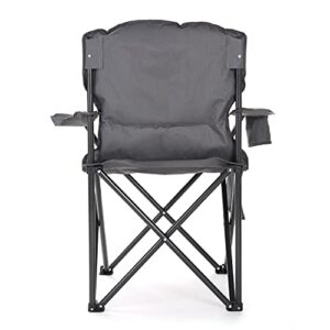 ARROWHEAD OUTDOOR Portable Folding Camping Quad Chair w/Added Ultra-Comfortable Padding, Cup-Holder, Heavy-Duty Carrying Bag, Padded Armrests, Supports up to 330lbs, USA-Based Support (Blue & Gray)