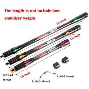 HNZMDY 10 Inch 12 Inch 15 Inch Archery Bow Stabilizer Balance Bar Rod Side Rod Carbon Fiber Stabilizer Dampen Weight for Compound Bow Recurve Bow Accessory (Green, 15 inch)