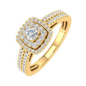 1/2 carat double halo diamond ring in 10k yellow gold (ring size 4.5)