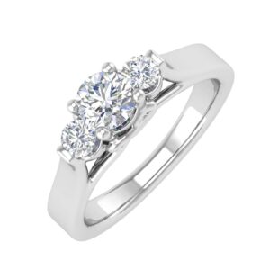 1/2 carat 3-stone diamond engagement ring in 10k white gold (ring size 7)