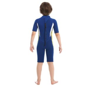 2.5mm Kids shorty Wetsuit, Boys and Girls Full Body Thermal neoprene Swimsuit, Back Zip Wet suit for Scuba Diving, Swimming, Surfing