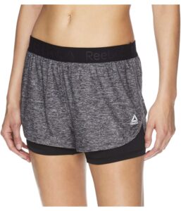 reebok womens cardio running athletic workout shorts, black, x-small