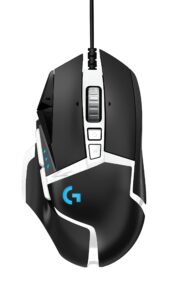 logitech g502 hero high performance gaming mouse special edition, hero 25k sensor, 25 600 dpi, rgb, adjustable weights, 11 programmable buttons, on-board memory, pc/mac - black/white