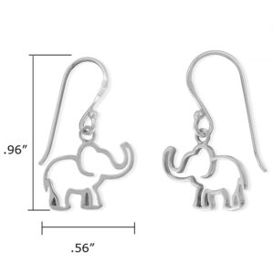 Boma Jewelry Sterling Silver Open Elephant Outline Animal Dangle Earrings