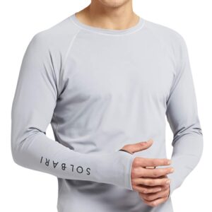 Solbari UPF 50+ Men's Sun Protection Long Sleeve Rashguard Aqua Sport Collection - Small - Cool Grey - UV Protection, Sun Protective