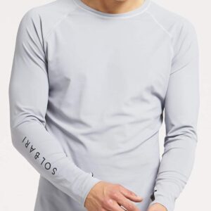 Solbari UPF 50+ Men's Sun Protection Long Sleeve Rashguard Aqua Sport Collection - Small - Cool Grey - UV Protection, Sun Protective