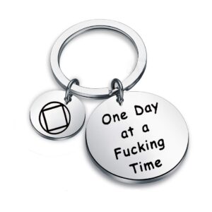 tgbje one day at a time keychain sobriety gift addiction recovery gift aa gift na recovery sobriety gift (one day 2)