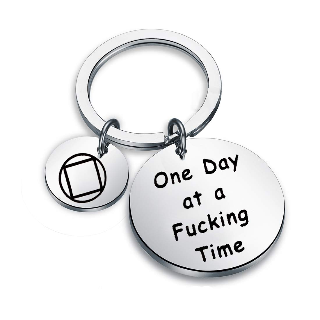 TGBJE One Day At a Time Keychain Sobriety Gift Addiction Recovery Gift AA Gift NA Recovery Sobriety Gift (One day 2)