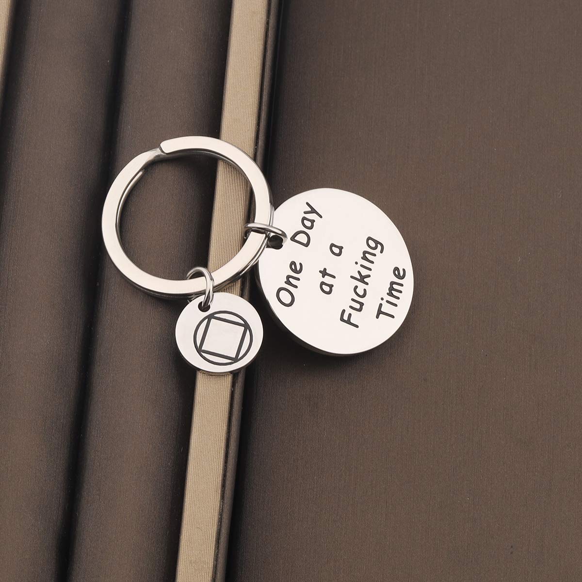 TGBJE One Day At a Time Keychain Sobriety Gift Addiction Recovery Gift AA Gift NA Recovery Sobriety Gift (One day 2)