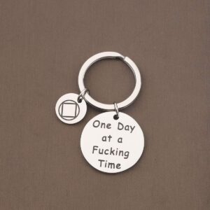 TGBJE One Day At a Time Keychain Sobriety Gift Addiction Recovery Gift AA Gift NA Recovery Sobriety Gift (One day 2)