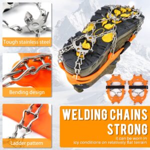 Gelindo Crampons Ice Cleats Traction, 19 Spikes Stainless Steel for Snow Shoes Boots, Safe Protection for Hiking, Walking, Climbing, Jogging, Mountaineering on Snow Muddy Road Anti-Slip