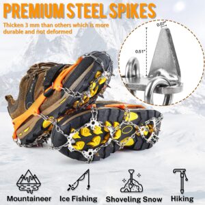 Gelindo Crampons Ice Cleats Traction, 19 Spikes Stainless Steel for Snow Shoes Boots, Safe Protection for Hiking, Walking, Climbing, Jogging, Mountaineering on Snow Muddy Road Anti-Slip