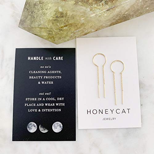 HONEYCAT Threader Drop Bar Chain Earrings in Gold, Rose Gold, or Silver | Modern Minimalist, Delicate Jewelry for Women | Nickel-Free, Hypoallergenic for Sensitive Ears