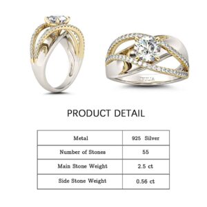 Jeulia Engagement Rings for Women Sterling Silver Two Tone Gold Bridal Sets Crossover Round Engagement Ring Sets Cubic Zirconia Anniverdary Promise with Jewelry Gift Box (6)