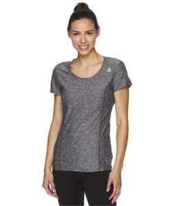 reebok womens reversed marled basic t-shirt, black, x-large