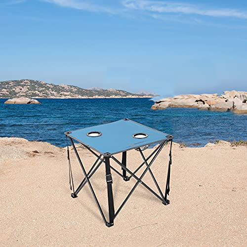 ARROWHEAD OUTDOOR 26” (66cm) Heavy-Duty Portable Camping Folding Table, 2 Cup Holders, Compact, Square, Carrying Case Included, Steel Frame, High-Grade 600D Canvas, USA-Based Support