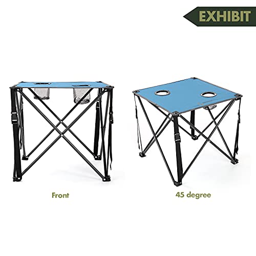 ARROWHEAD OUTDOOR 26” (66cm) Heavy-Duty Portable Camping Folding Table, 2 Cup Holders, Compact, Square, Carrying Case Included, Steel Frame, High-Grade 600D Canvas, USA-Based Support