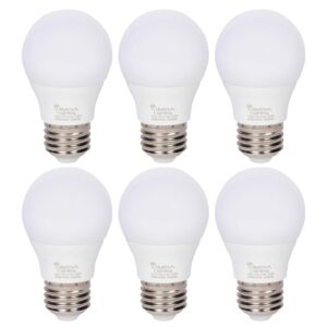 simba lighting led a15 refrigerator light bulbs (6-pack) 4w 40w replacement small for appliances, freezers, ceiling fans, 120v, e26 standard medium base, frosted cover, not dimmable, 3000k soft white