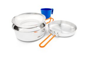 gsi outdoors stainless 1-person mess kit for camping and backpacking