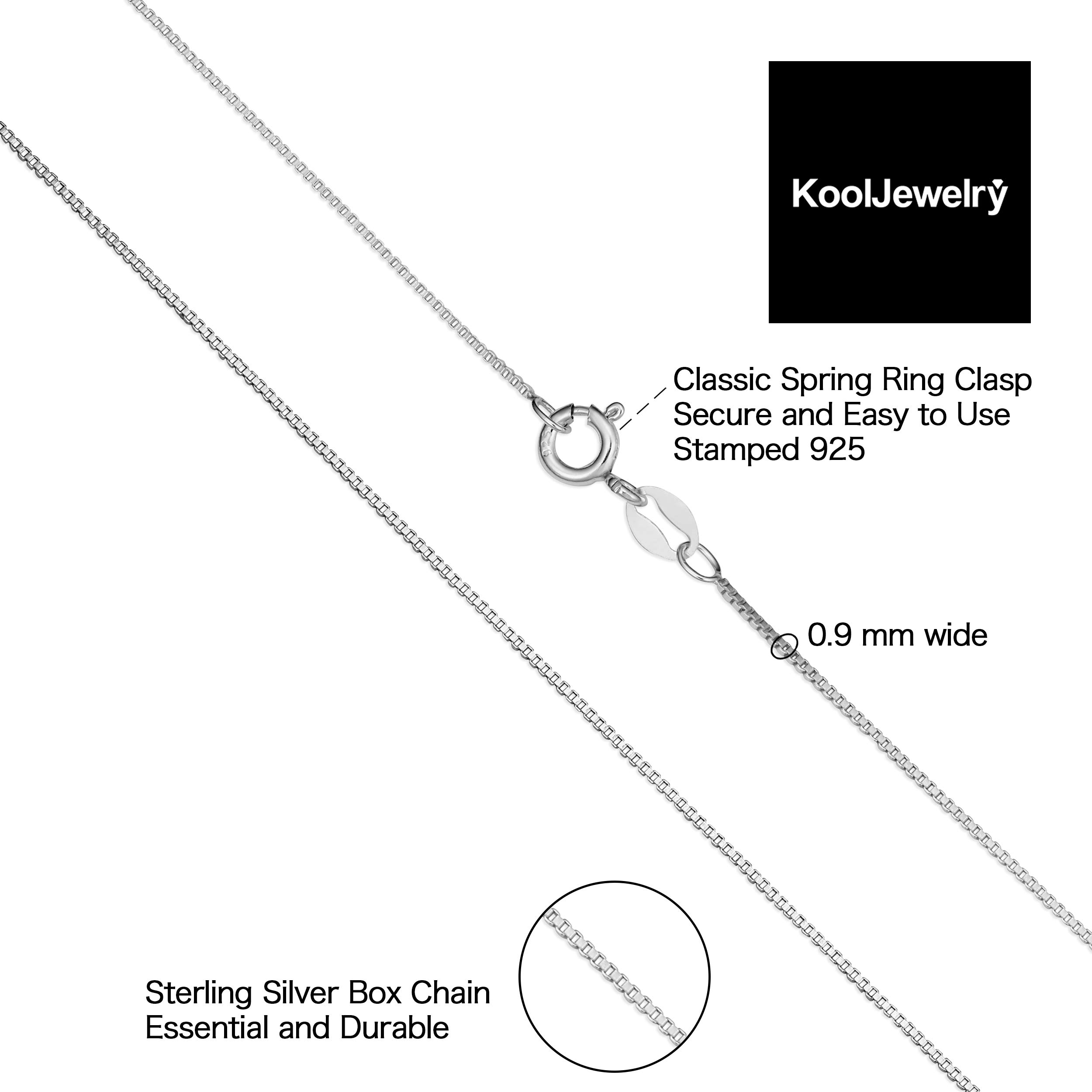 Kooljewelry Sterling Silver Venetian Box Chain Necklace (0.9 mm, 24 inch)