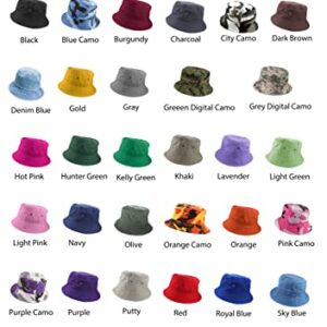 Gelante Solid Color 100% Cotton Bucket Hat for Women and Men Packable Travel Summer Beach Hat 1900-Denim Blue-L/X