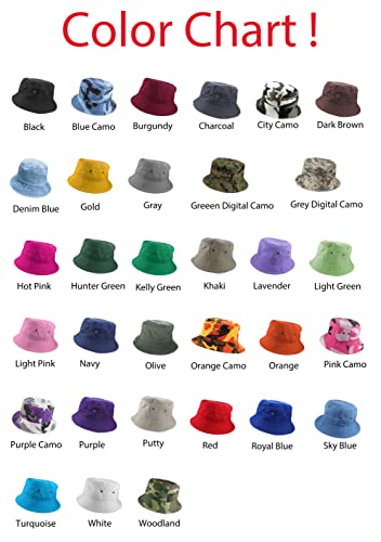 Gelante Solid Color 100% Cotton Bucket Hat for Women and Men Packable Travel Summer Beach Hat 1900-Denim Blue-L/X