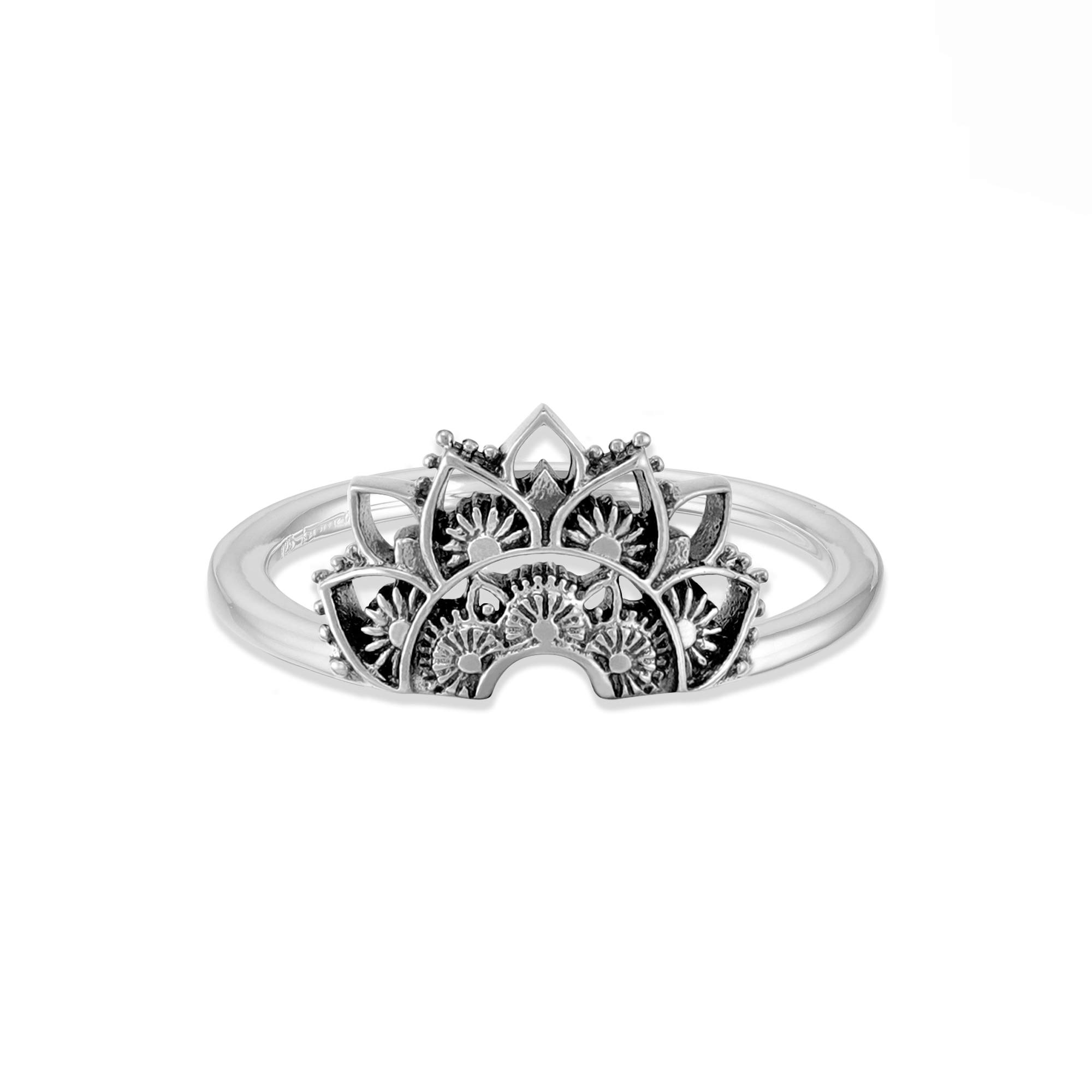 Boma Sterling Silver Bali Style Boho Tribal Lotus Blossom Flower Ring, Size 8