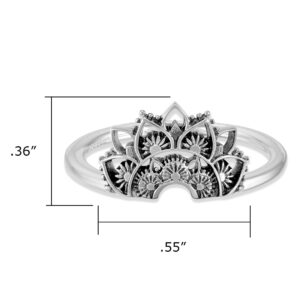 Boma Sterling Silver Bali Style Boho Tribal Lotus Blossom Flower Ring, Size 8