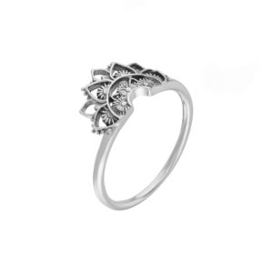 Boma Sterling Silver Bali Style Boho Tribal Lotus Blossom Flower Ring, Size 8