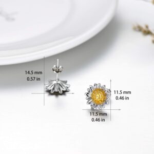 925 Sterling Silver Sunflower Earrings Stud You are My Sunshine Jewelry Gifts for Women Mom (Gold)