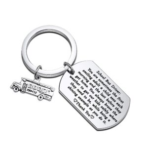 school bus driver appreciation gift thank you keychain gifts for school bus driver back to school gift (silver)