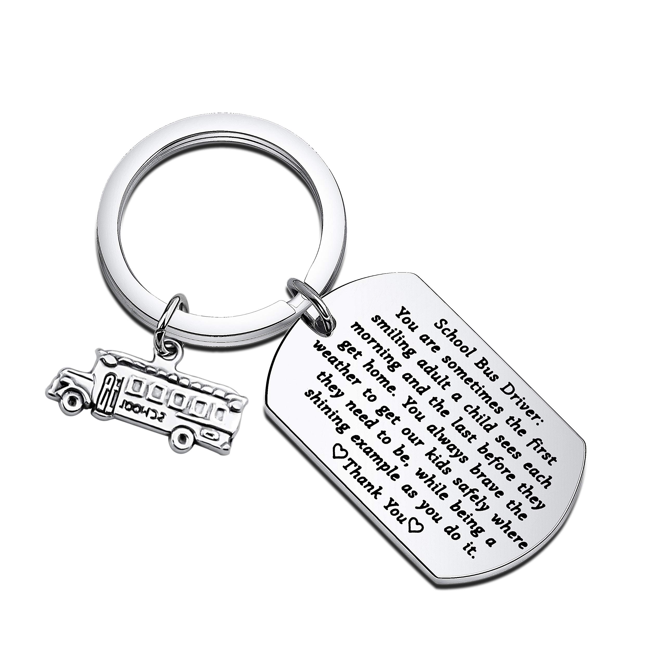 School Bus Driver Appreciation Gift Thank You Keychain Gifts for School Bus Driver Back to School Gift (silver)