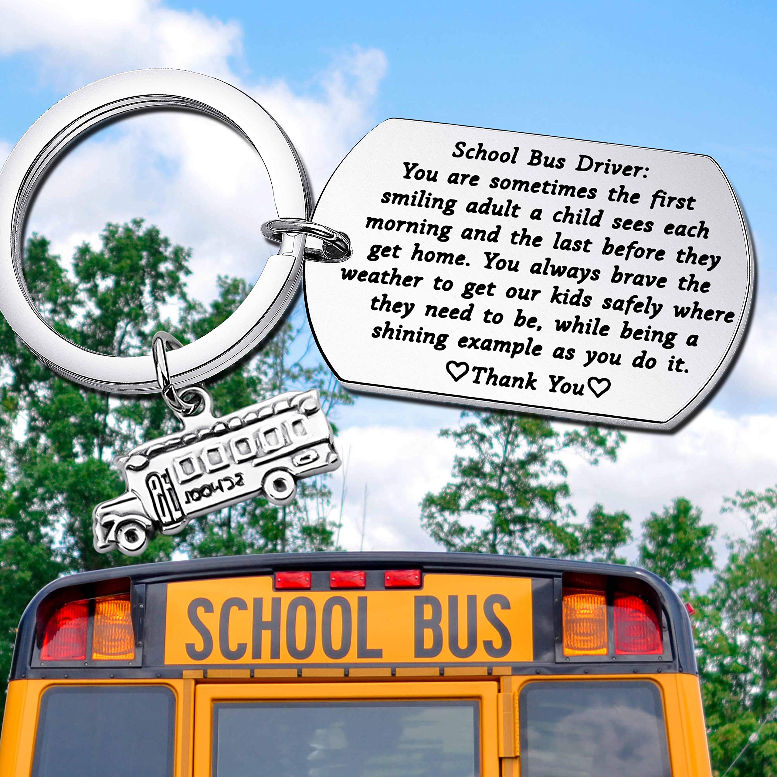 School Bus Driver Appreciation Gift Thank You Keychain Gifts for School Bus Driver Back to School Gift (silver)