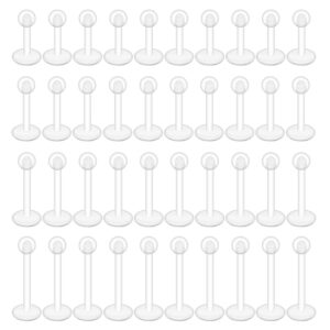 ruifan 40pcs 16g 6mm 8mm 10m 12mm clear uv flexible acrylic 3mm ball labret monroe lip ring tragus helix cartilage earring stud barbell piercing jewelry