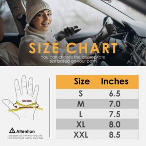 QNLYCZY Genuine Sheepskin Leather Gloves for Women, Winter Warm Touchscreen Texting Cashmere Lined Driving Dress Gloves