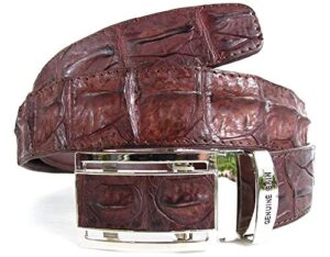 julie genuine real backbone crocodile skin leather men's brown belt 48"