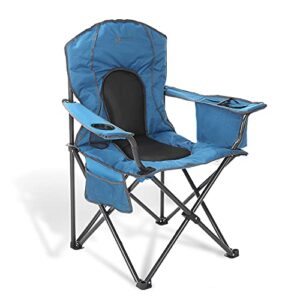 arrowhead outdoor portable folding camping quad chair w/ 4-can cooler, cup-holder, heavy-duty carrying bag, padded armrests, supports up to 330lbs