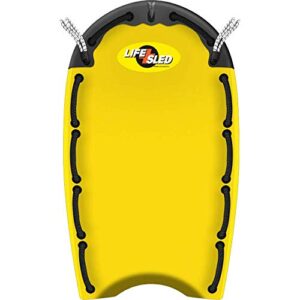 ls1 lifesled 1.0 water rescue sled for extreme extraction conditions, professional emergency water extraction board used w/jet ski by lifeguards, fire & rescue (yellow)