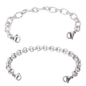 divoti ridged & ridged rolo stainless steel interchangeable medical alert replacement bracelet for women -6.5"