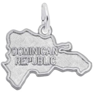 rembrandt dominican republic map charm, sterling silver