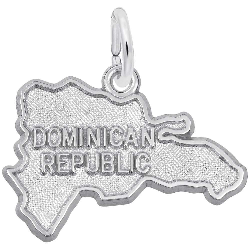 Rembrandt Dominican Republic Map Charm, Sterling Silver