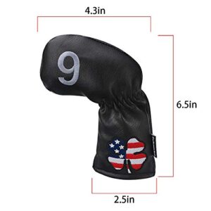 Craftsman Golf 11pcs /Set (4,5,6,7,8,9,A,S,P,L,X) USA US Flag Clover Leather Black Iron Covers Headcover