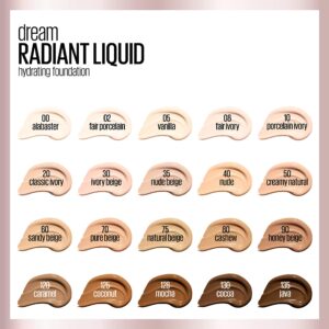 Maybelline Dream Radiant Liquid Medium Coverage Hydrating Makeup, Lightweight Liquid Foundation, Nude Beige, 1 Count