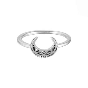 boma jewelry sterling silver crescent moon boho tribal ring, size 8