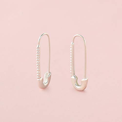 Boma Jewelry Sterling Silver Safety Pin Hoop Earrings (Silver)