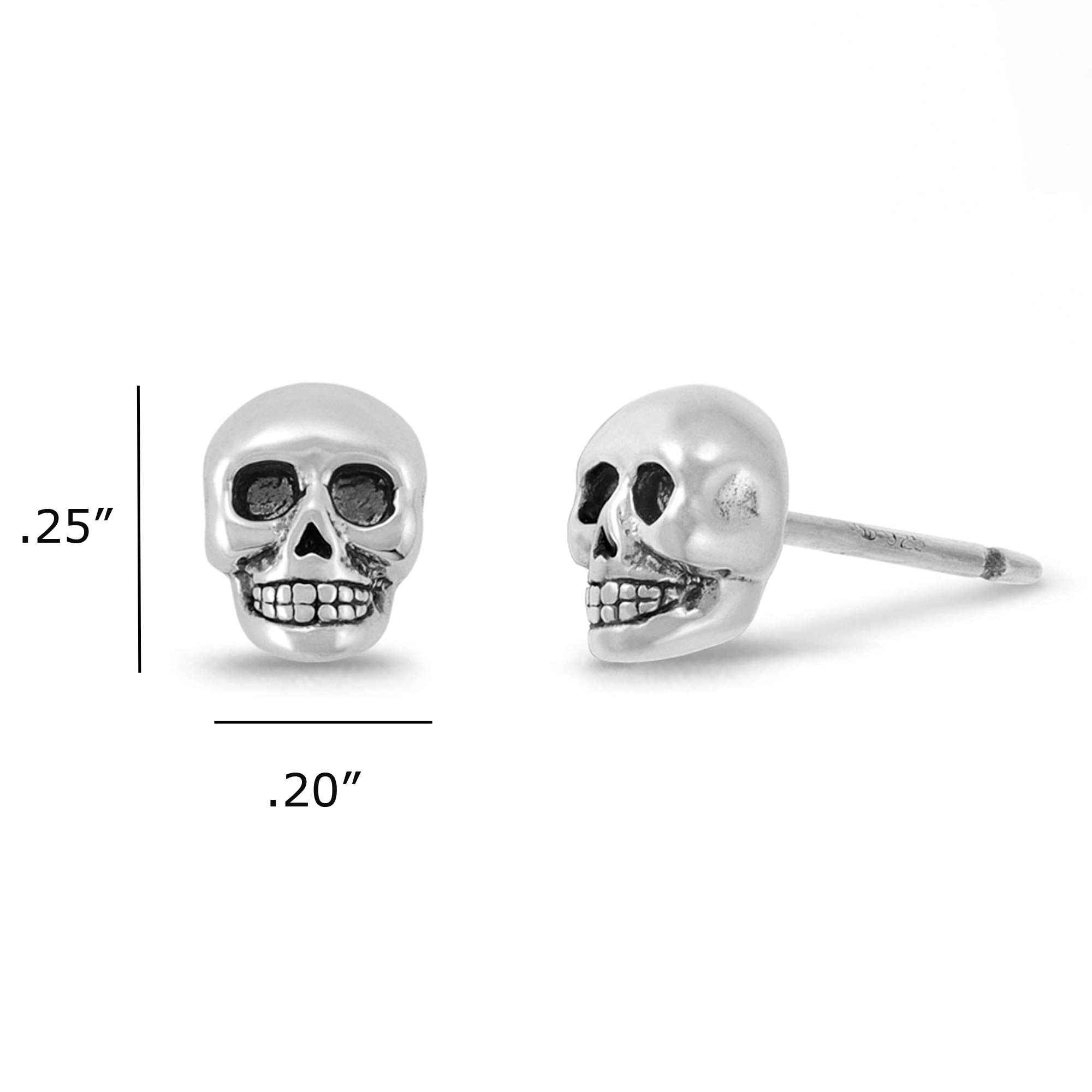 Boma Jewelry Sterling Silver Skull Skeleton Stud Earrings