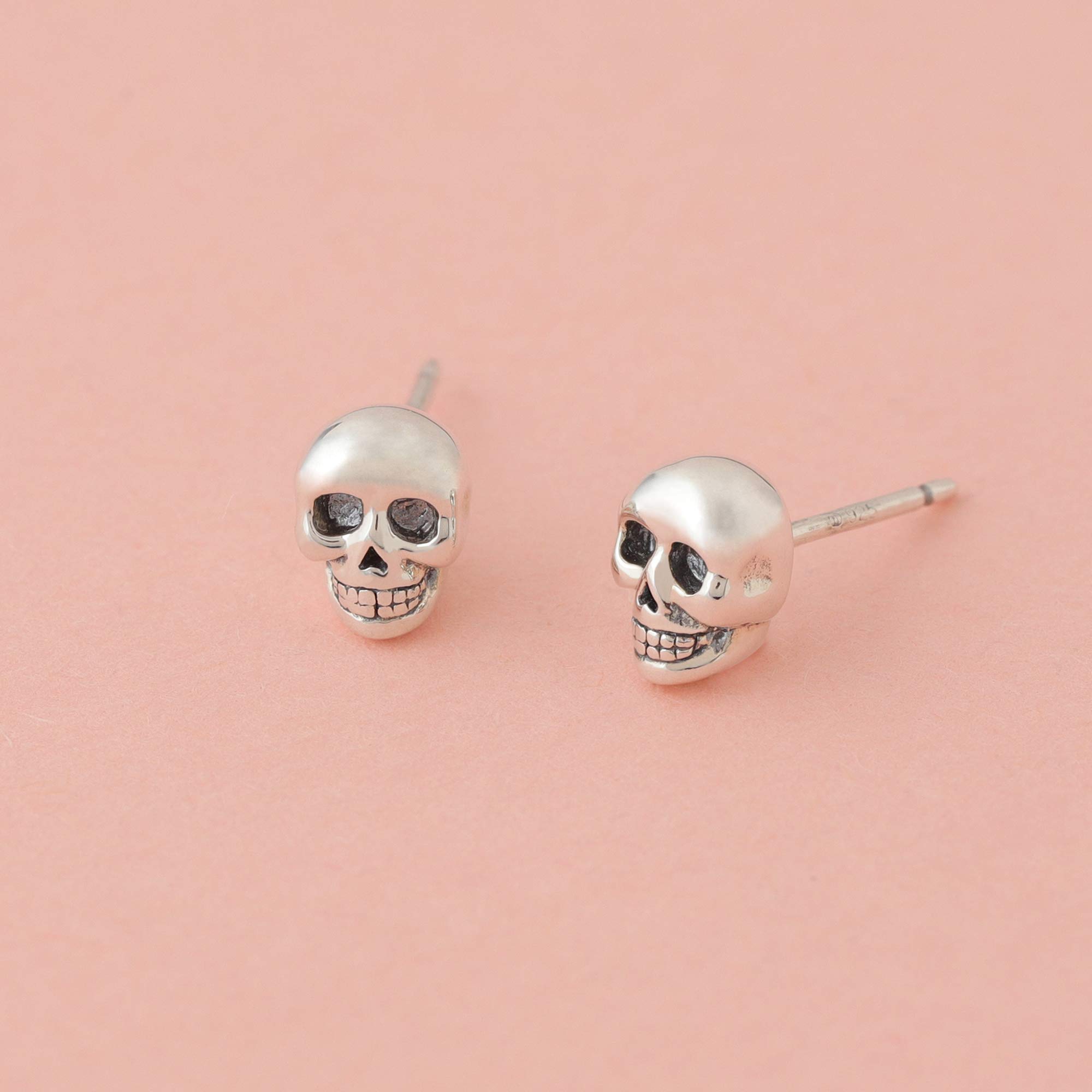 Boma Jewelry Sterling Silver Skull Skeleton Stud Earrings