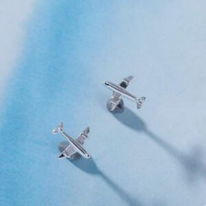 Tiny Airplane Stud Earrings Cute Aircraft Frog Fox Giraffe Earrings for Women Men-Airplane